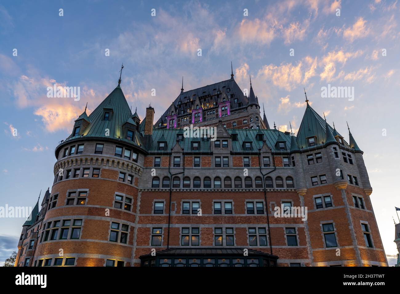 Quebec, Canada - October 20 2021 : Fairmont Le Chateau Frontenac sunset ...