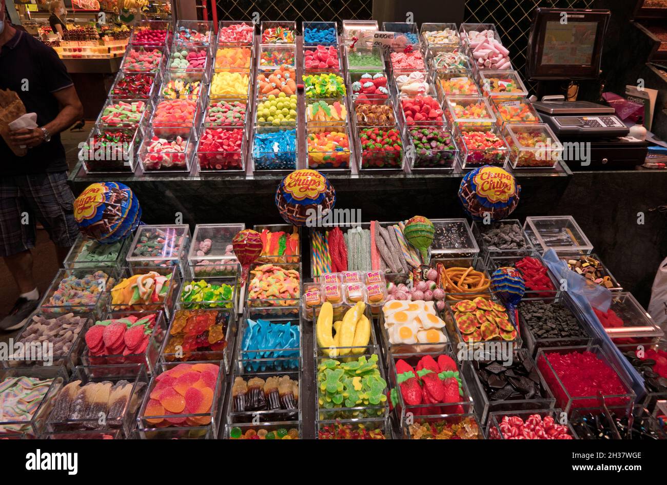 Barcelona, Spain with the famous La Boqueria traditional market as ...