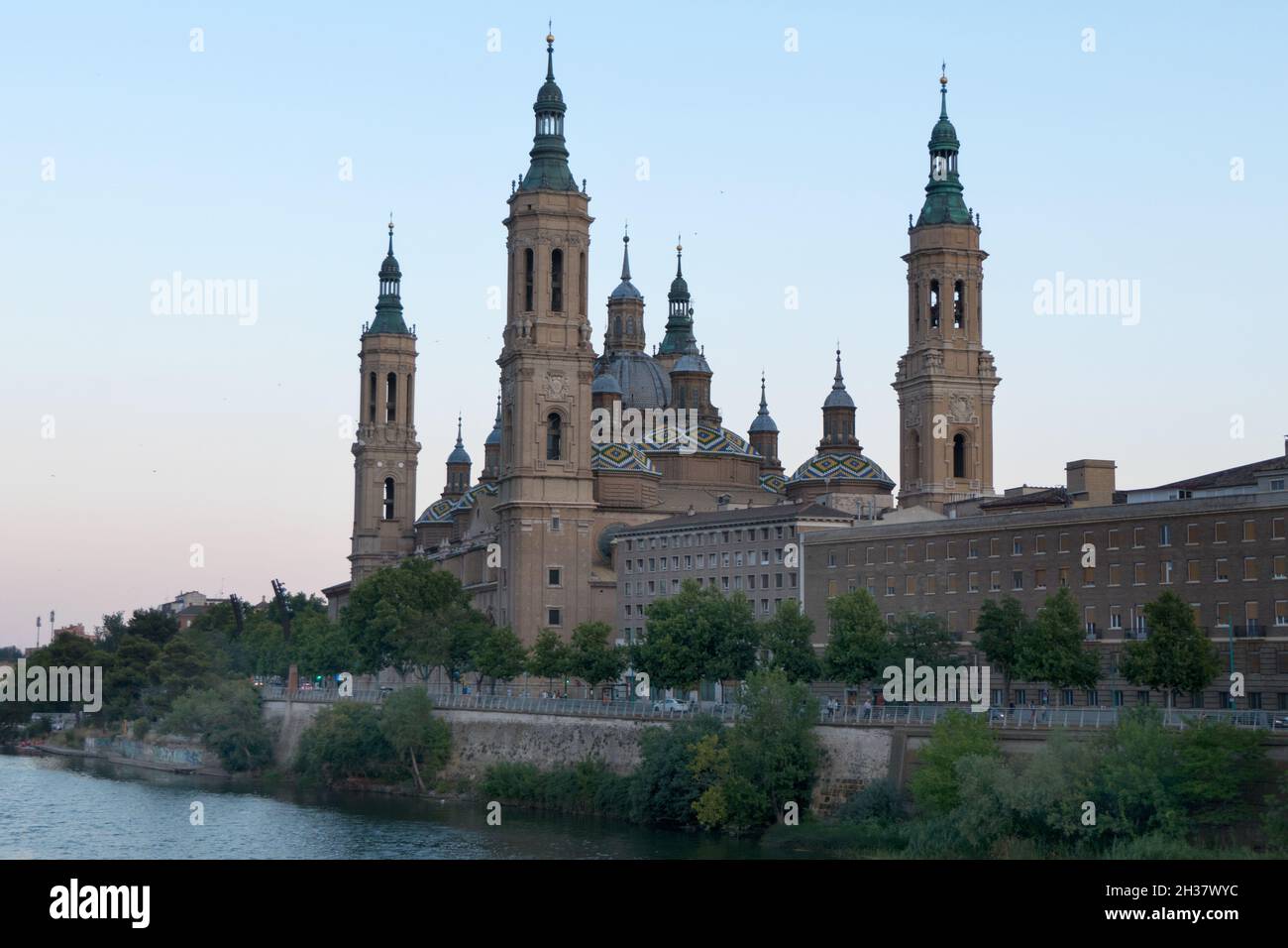 Urban view of Zaragoza, Spain with the Cathedral Basilica of Our Lady ...