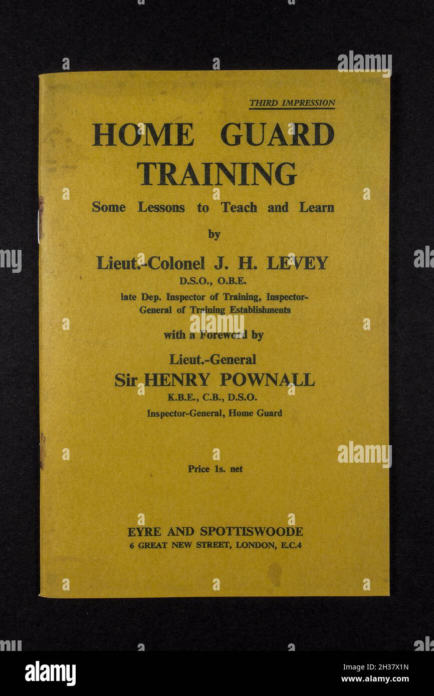 Front cover of the Home Guard Training booklet (replica), part of a ...