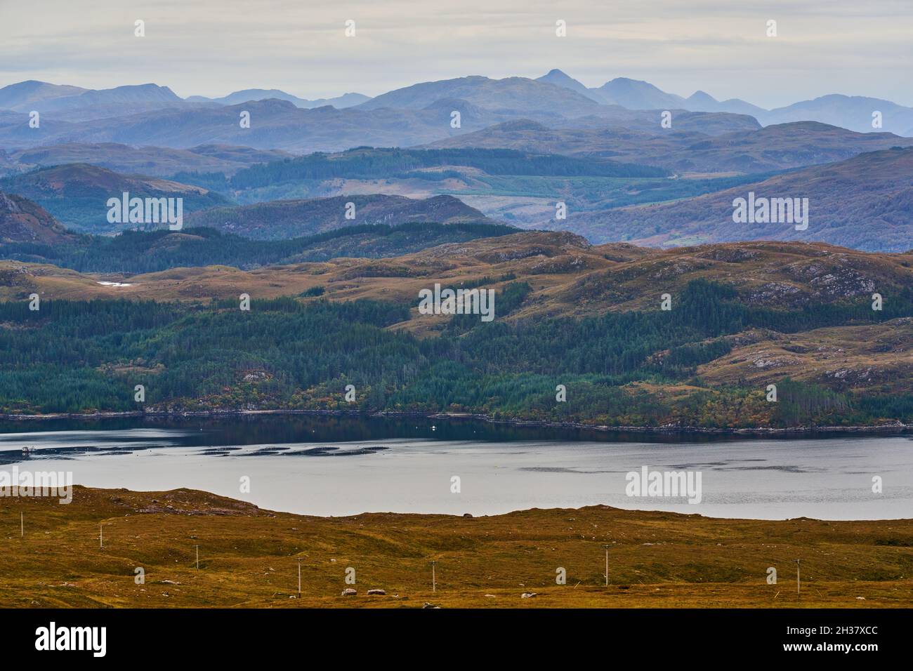 The view east across Loch Kishorn from the Applecross pass Stock Photo ...