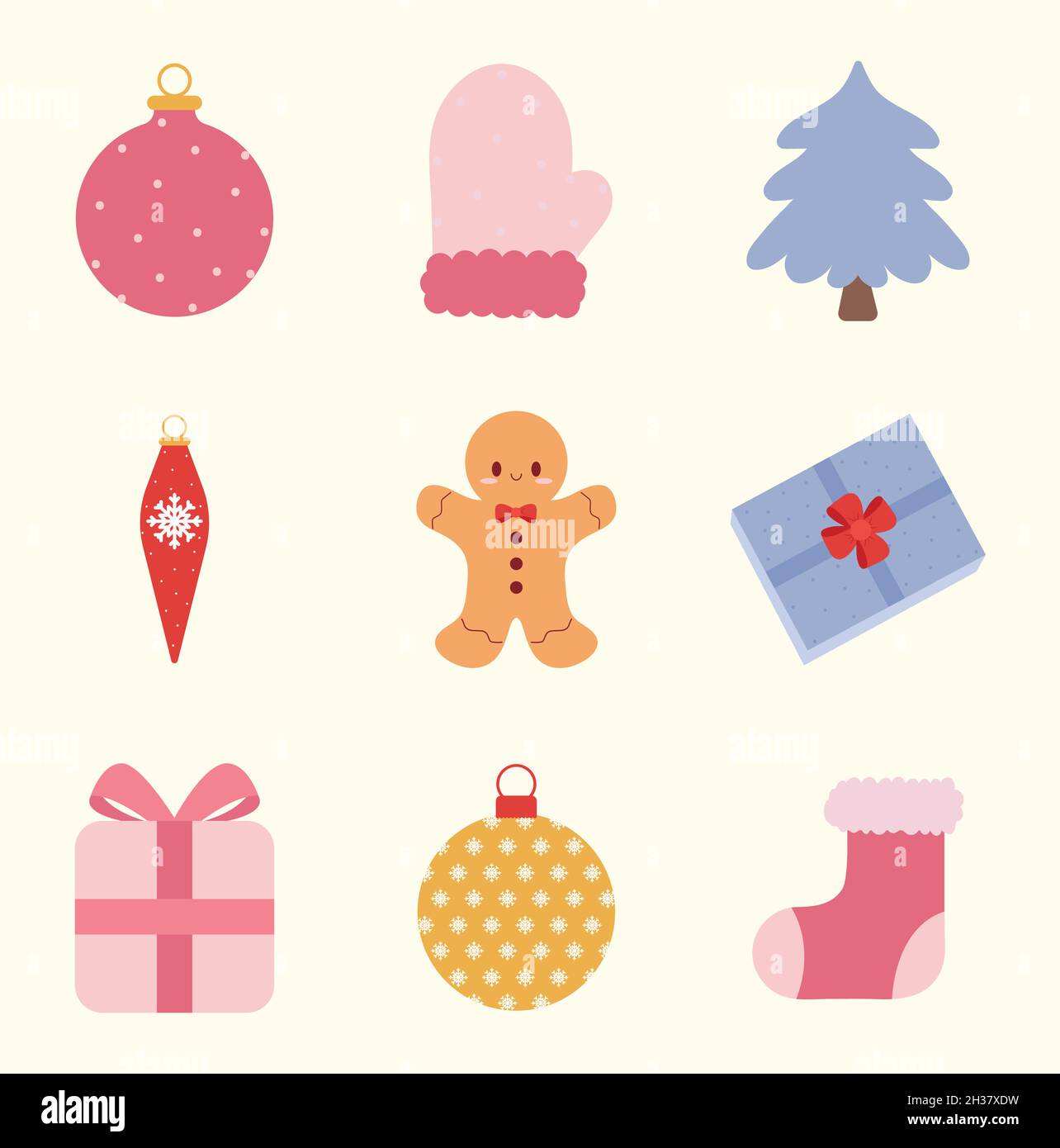 nine christmas items Stock Vector Image & Art - Alamy