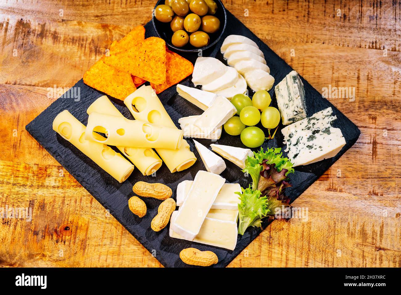 Cheese variety delicious snack, different types of hard and soft cheese ...