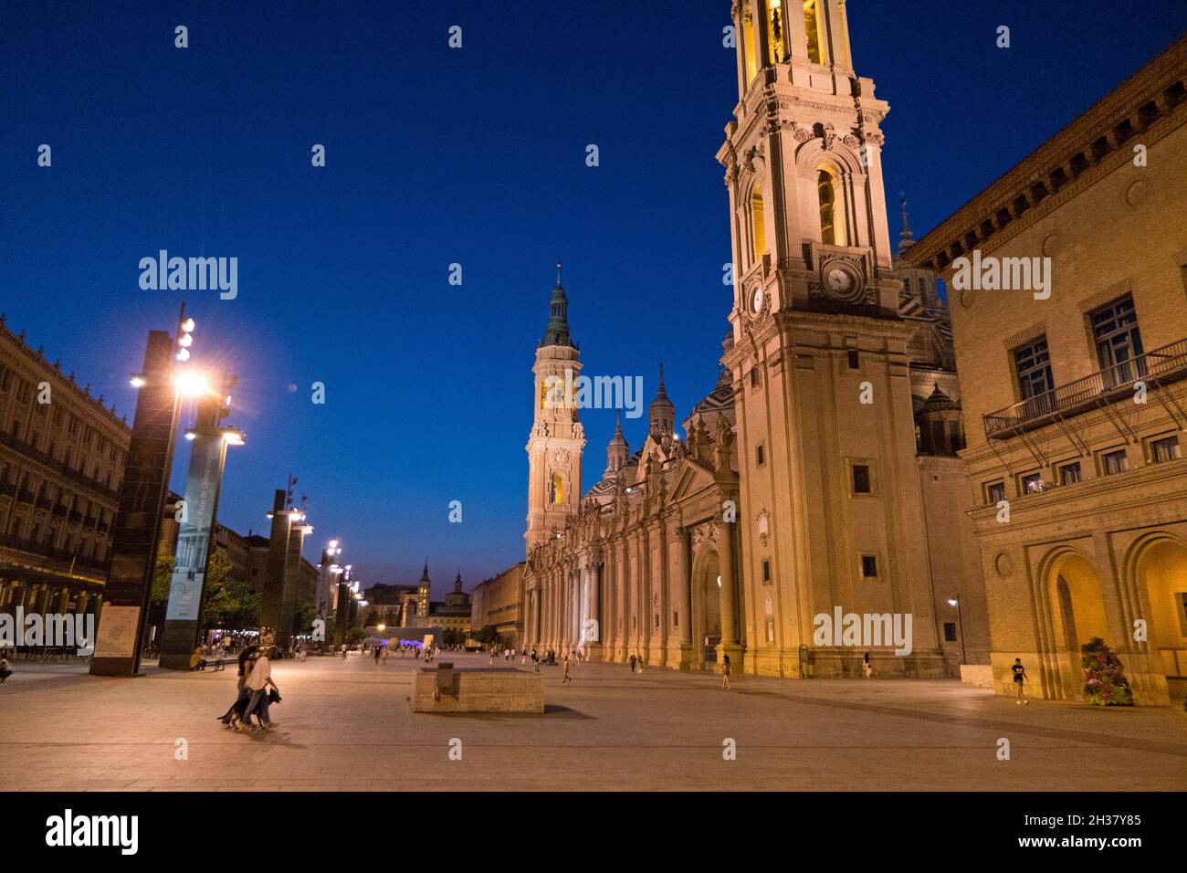 Urban view of Zaragoza, Spain with the Cathedral Basilica of Our Lady ...