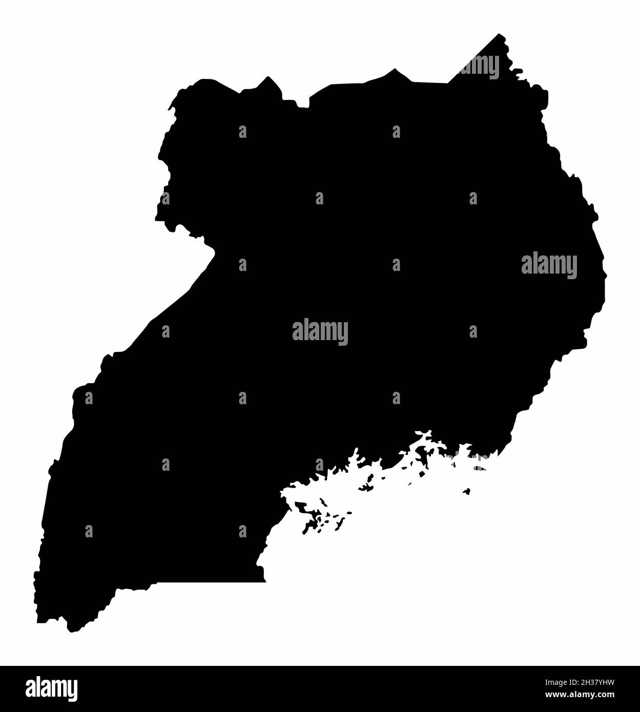 Uganda silhouette map isolated on white background Stock Vector Image ...