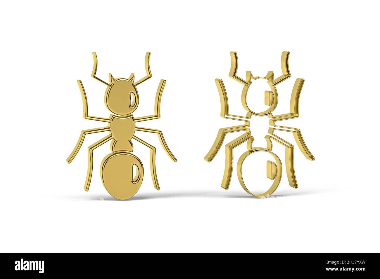 Golden 3d ant icon isolated on white background - 3d render Stock Photo ...