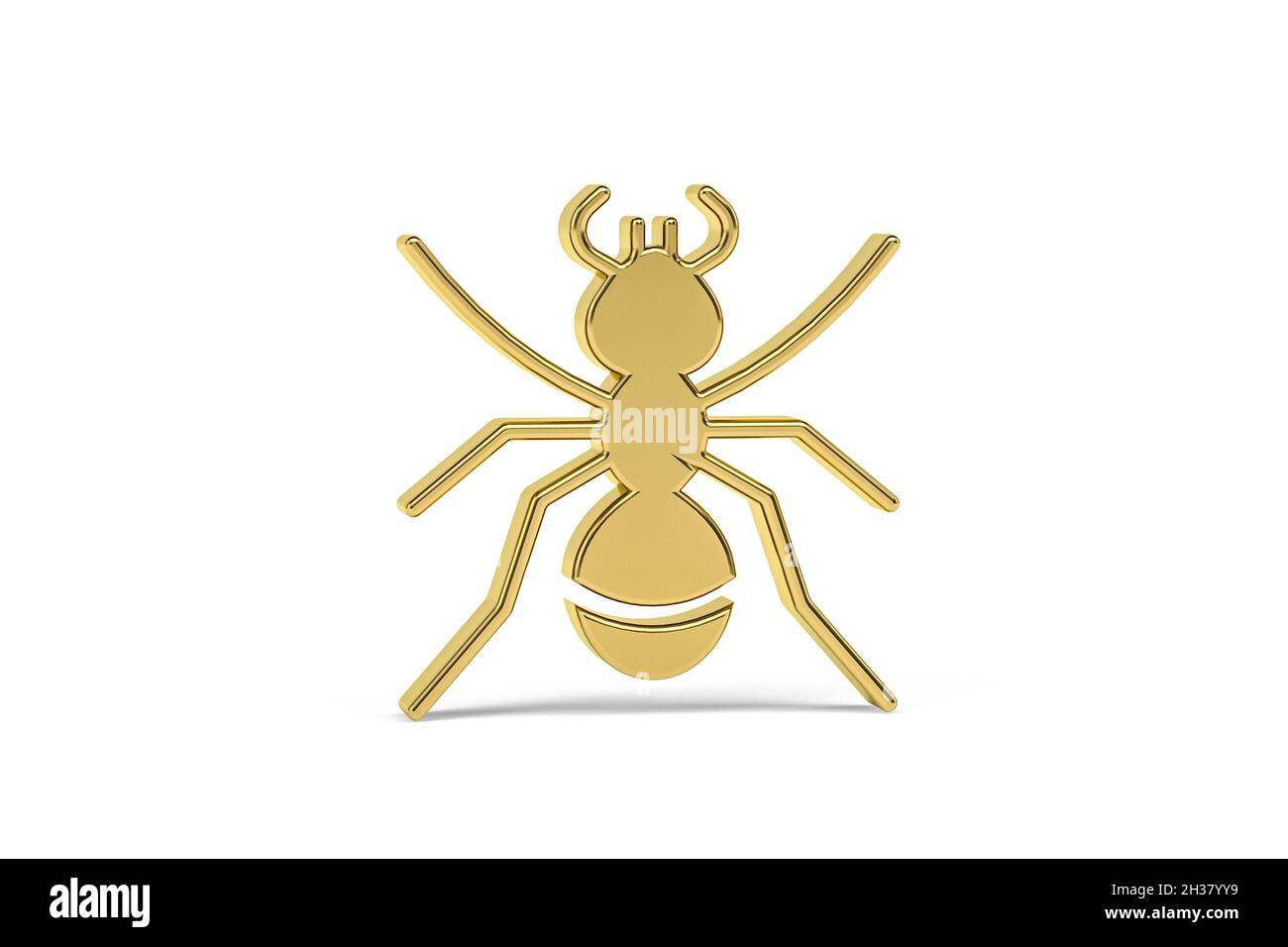 Golden 3d ant icon isolated on white background - 3d render Stock Photo ...