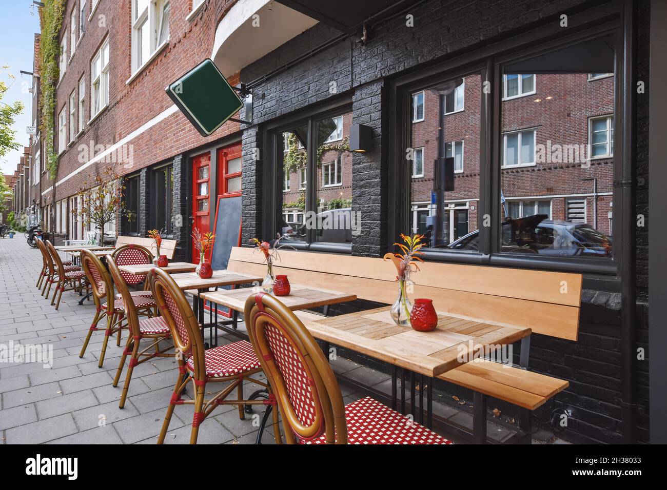 Nice view of a street cafe facade Stock Photo - Alamy