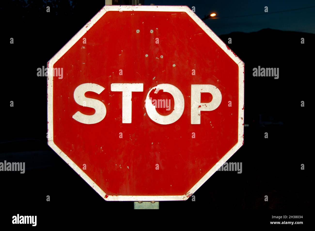 Old stop traffic sign of the road Stock Photo - Alamy