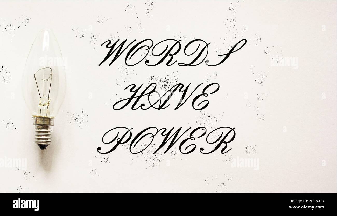 A text sign showing the words have power on a white background and a ...