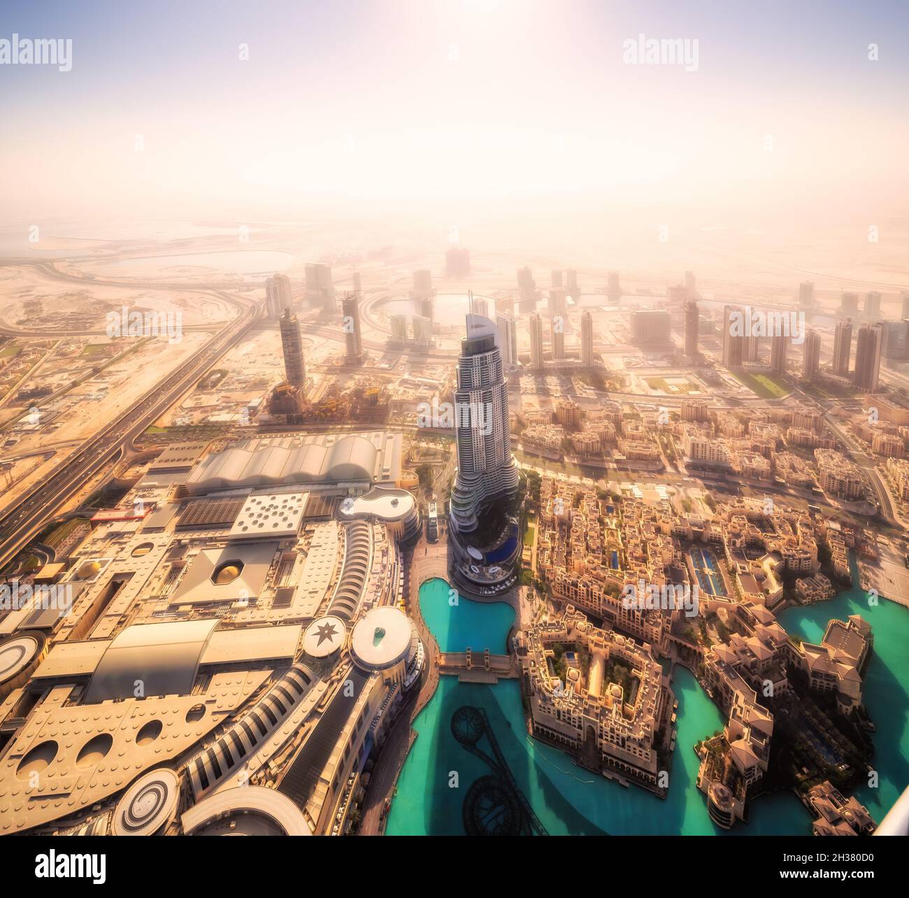 View of Sheikh Zayed Road skyscrapers and Dubai downtown from Burj ...