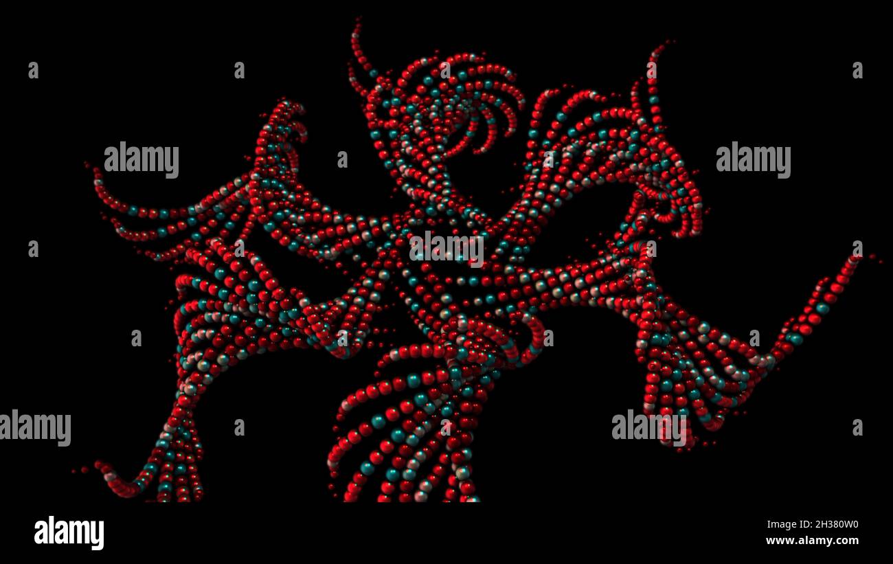 3d abstraction of multicolored patterns of small beads rotating and ...