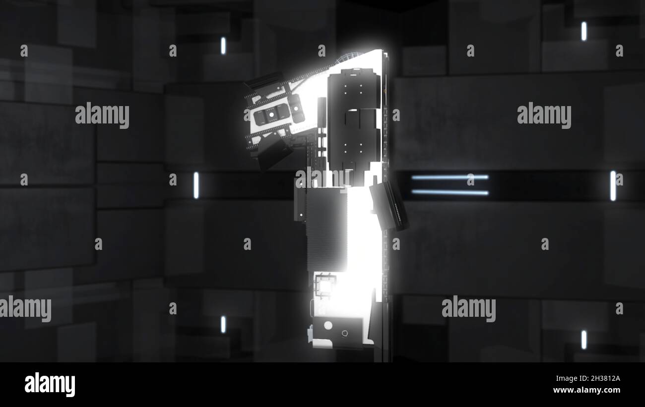 Animation of moving futuristic mechanism. Animation. Moving details of ...