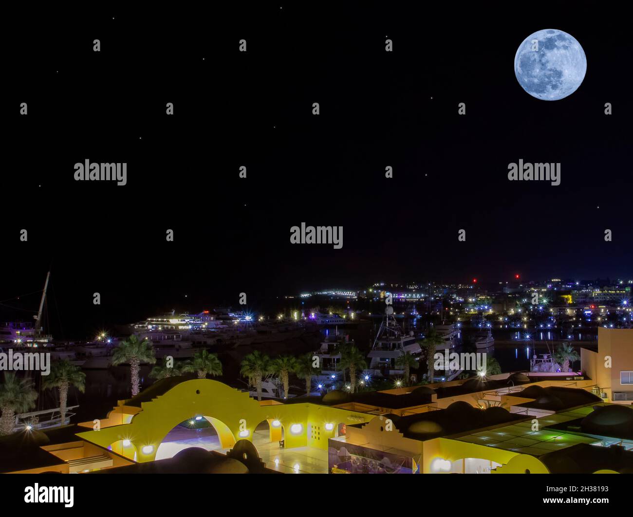 A full moon of the marina in Hurghada, Egypt Stock Photo - Alamy