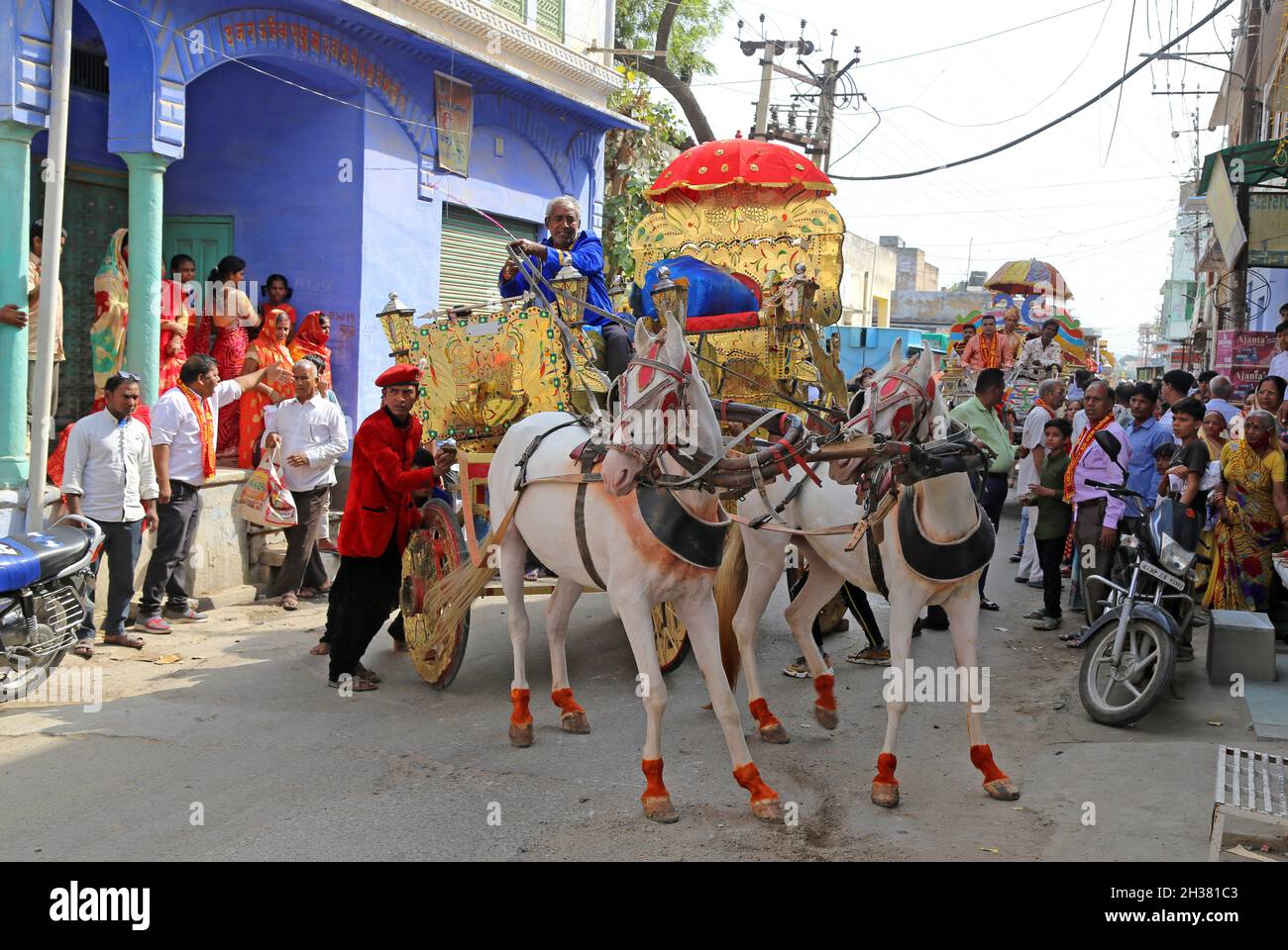 Beawar, Rajasthan, India, October 25, 2021: Horseriders try to control ...