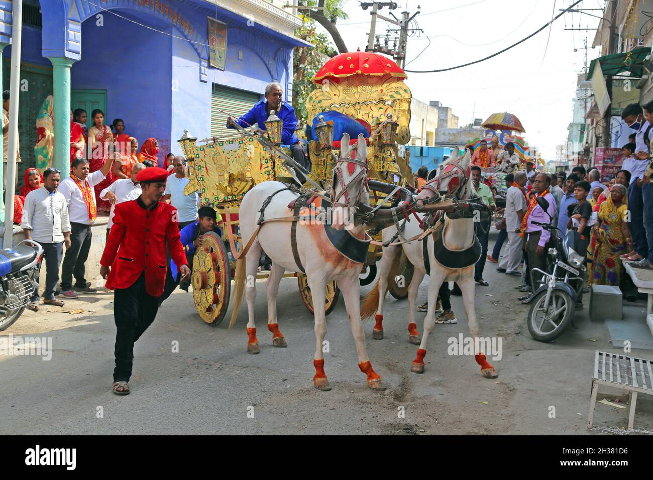 Beawar, Rajasthan, India, October 25, 2021: Horseriders try to control ...