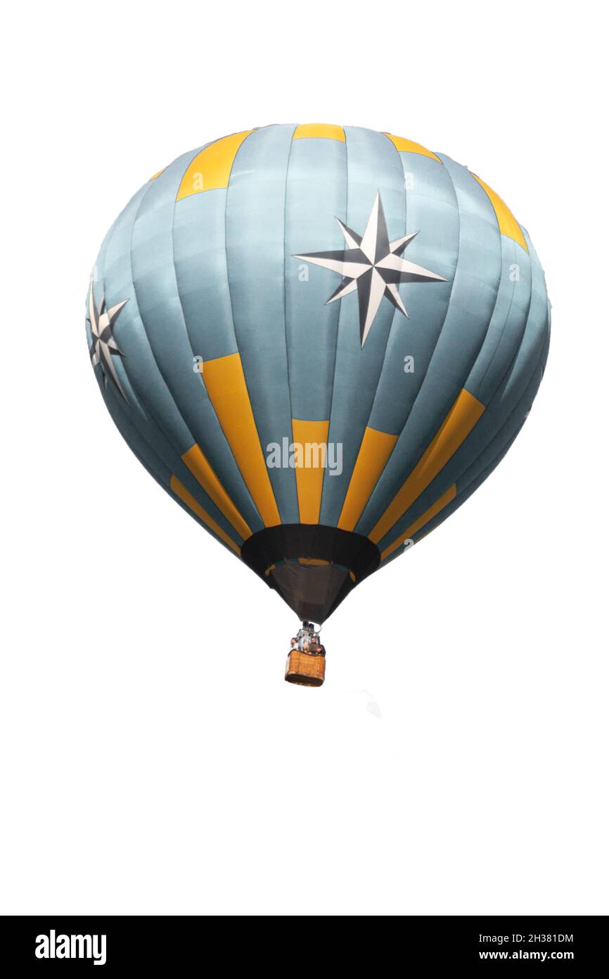 One colorful aerostat, hot air balloon isolated on white Stock Photo ...