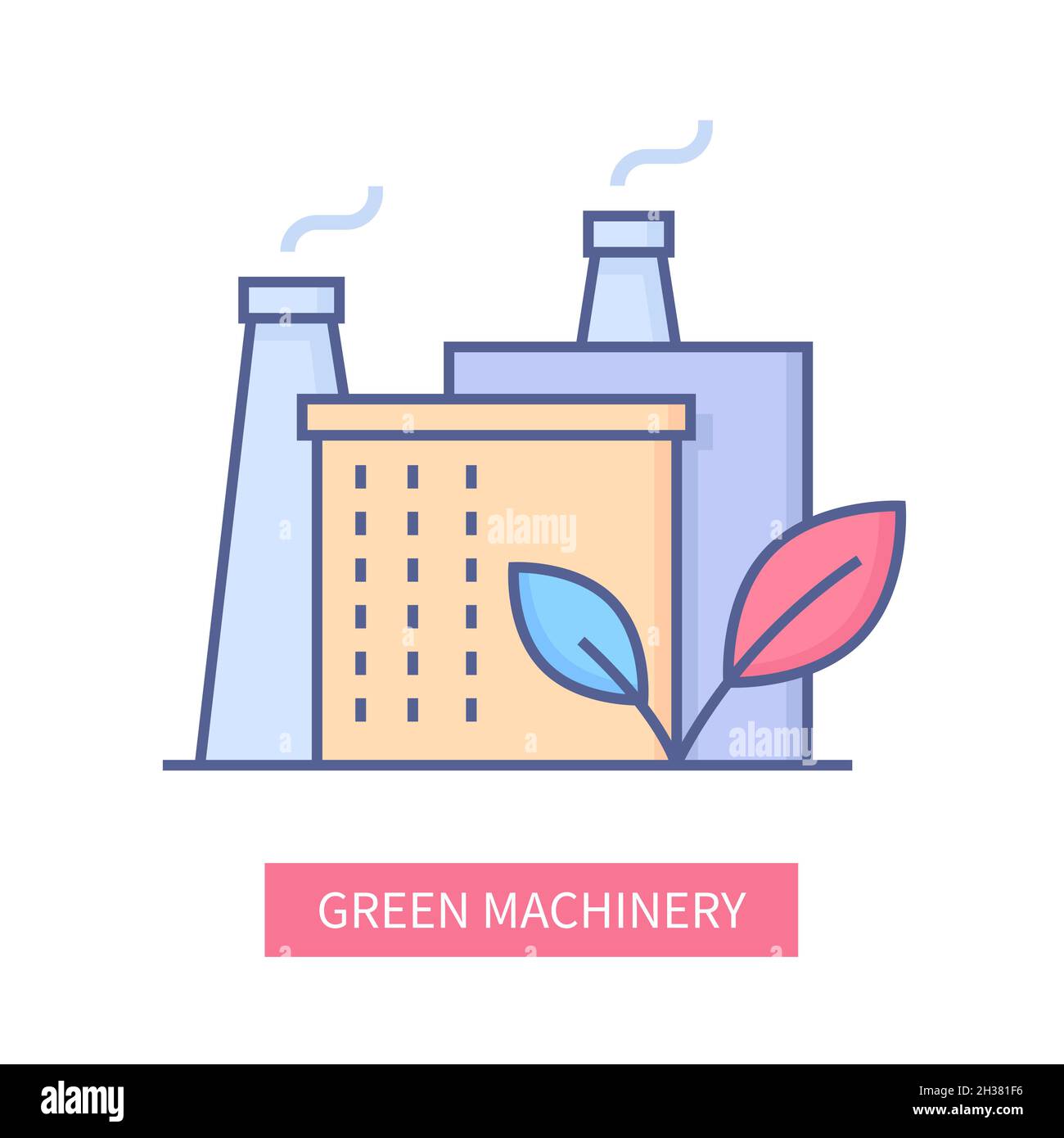 Green machinery - modern line design style icon on white background ...