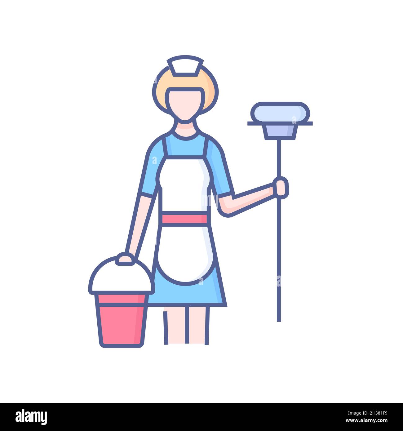 Housemaid - modern colorful line design style icon on white background ...