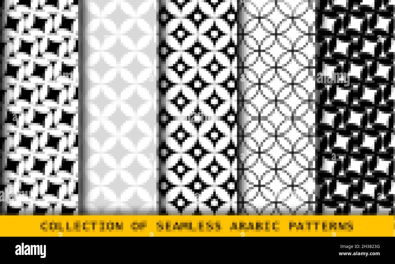 Seamless arabic pattern collection art texture set Stock Vector Image ...