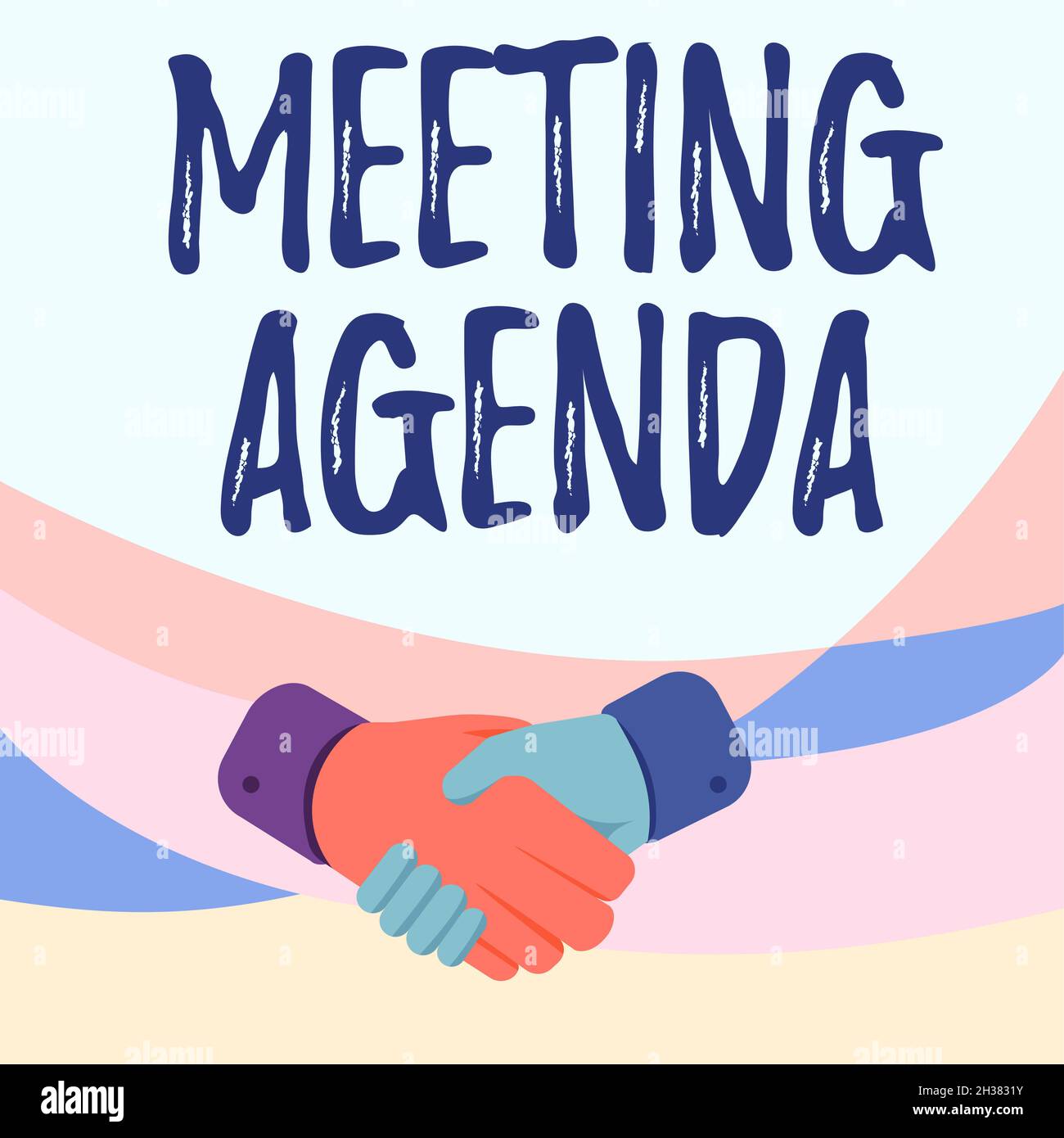 Handwriting text Meeting Agenda. Business idea items that participants ...