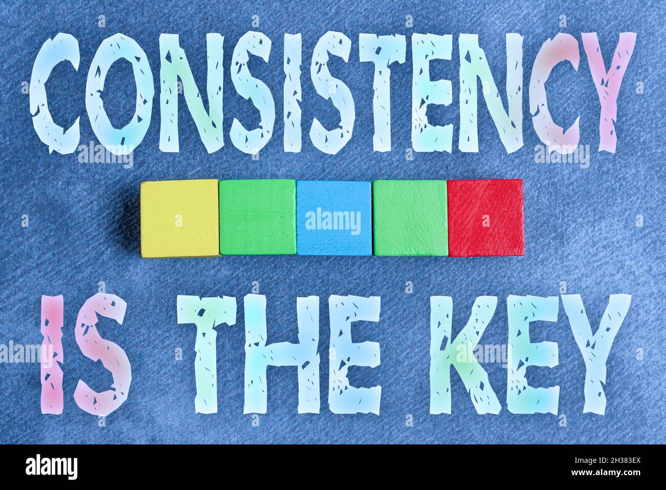 Hand writing sign Consistency Is The Key. Concept meaning by Breaking ...