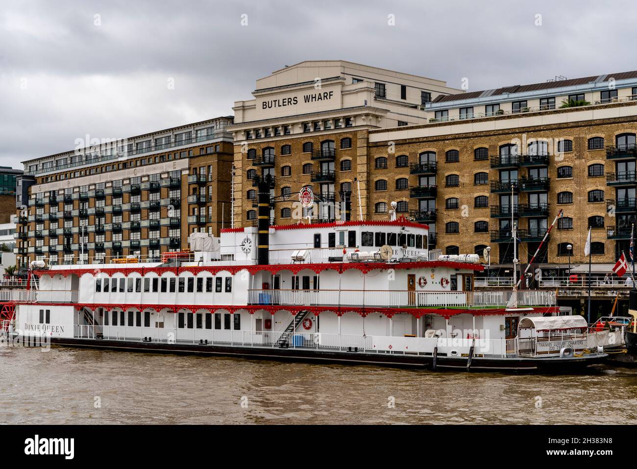 The Dixie Queen Paddle Steamer Moored On The River Thames by Tower ...