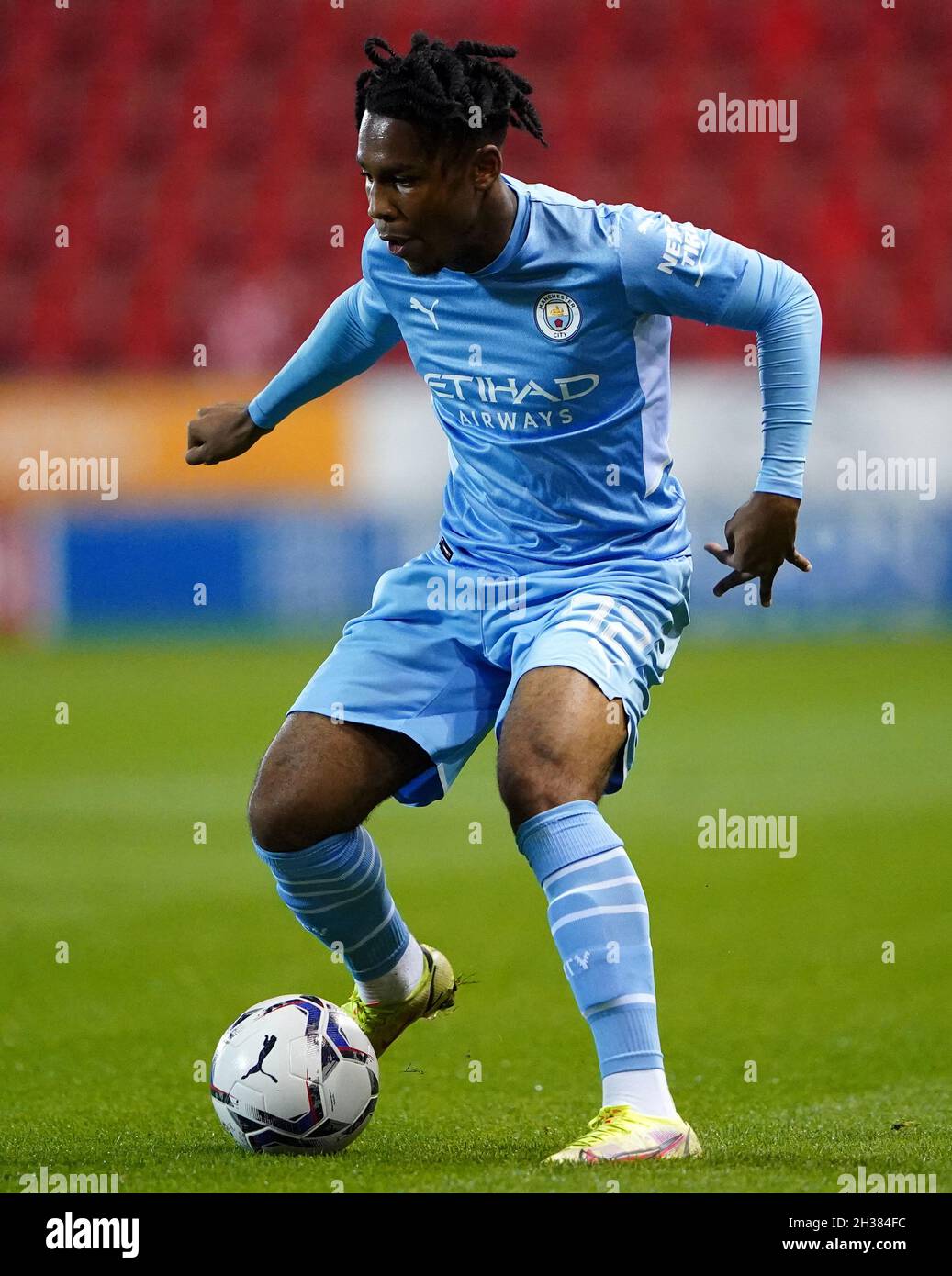 Manchester City's Micah Hamilton during the Papa John's Trophy Northern ...