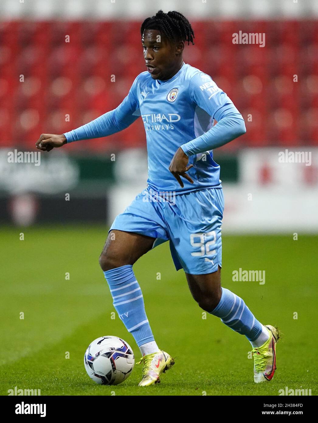 Manchester City's Micah Hamilton during the Papa John's Trophy Northern ...