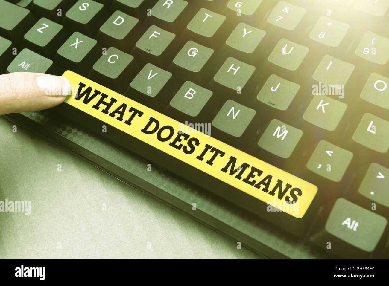 Hand writing sign What Does It Means Question. Word Written on asking ...