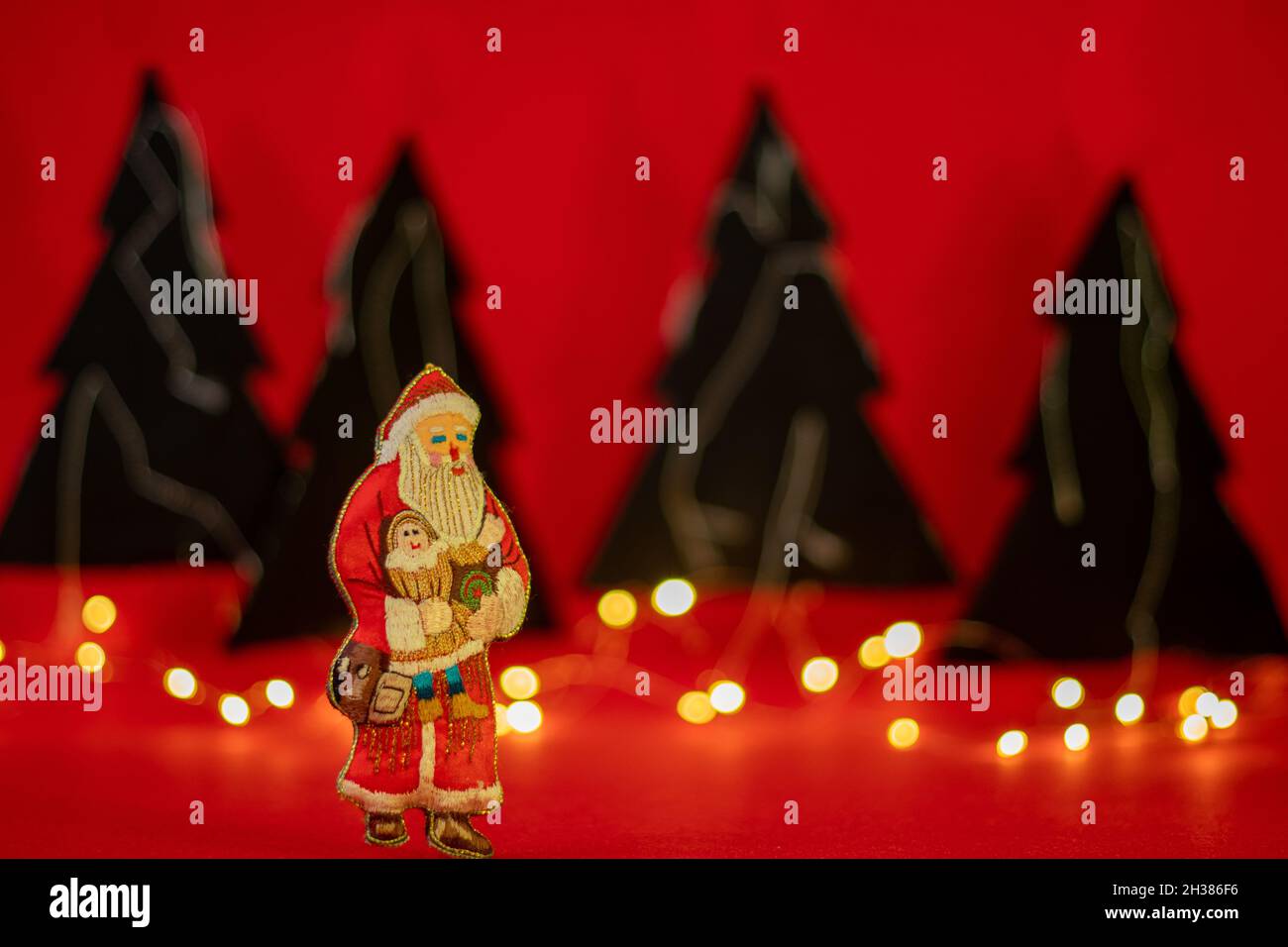 st nicholas santa claus with christmas trees Stock Photo - Alamy