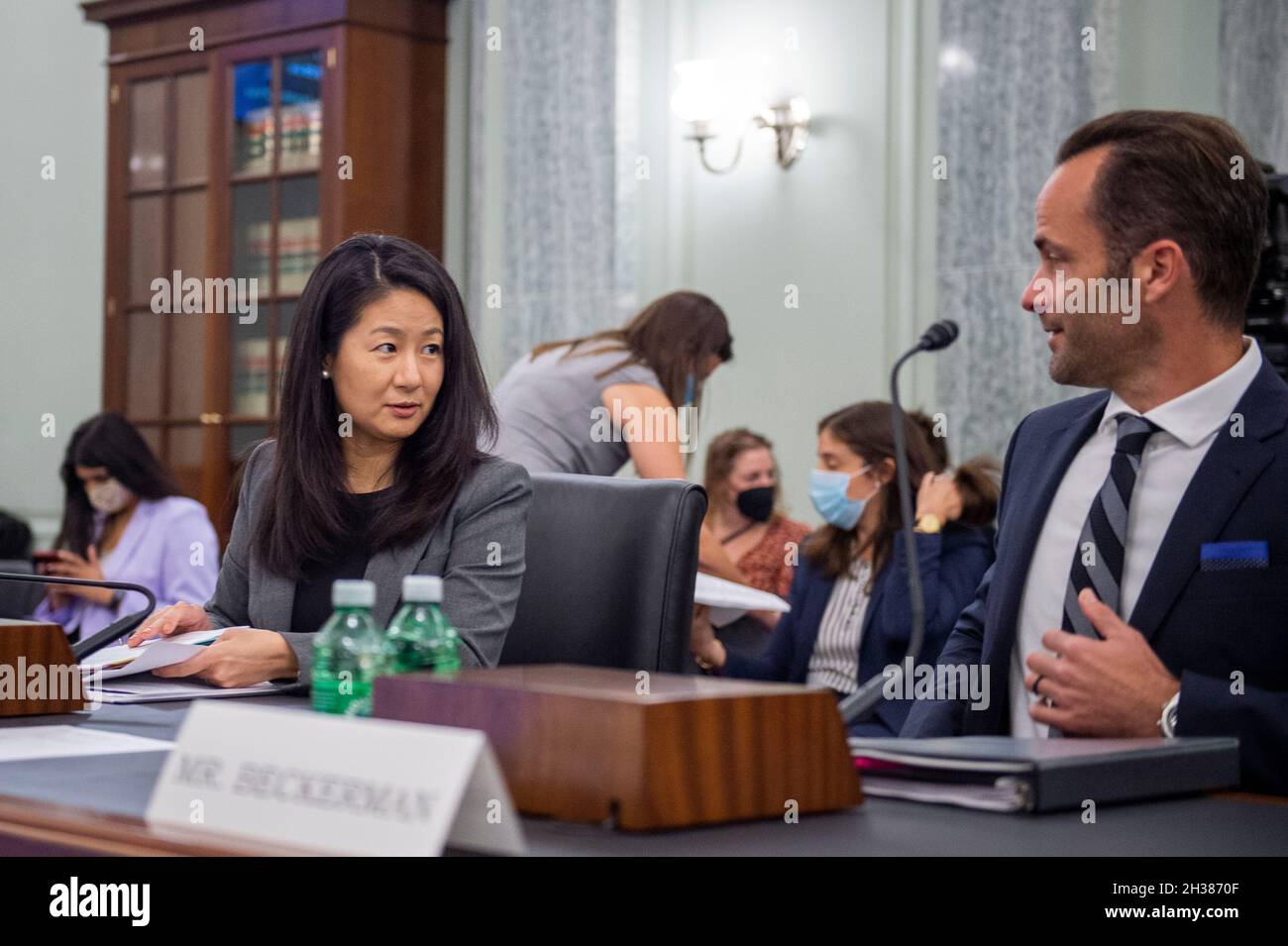 Jennifer Stout, Vice President of Global Public Policy, Snap Inc., left ...