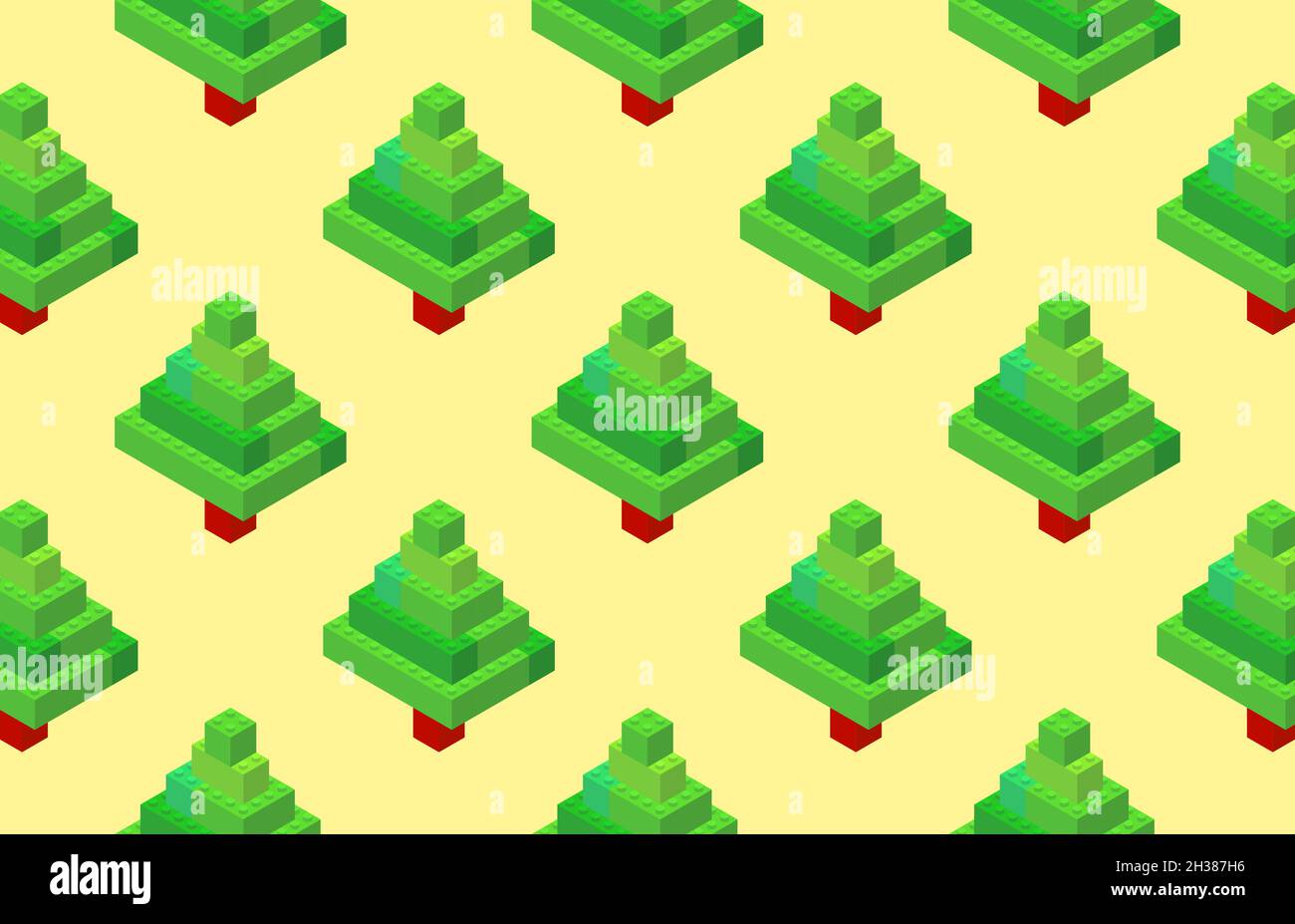 Isometric Christmas fir trees on a yellow background from colored ...