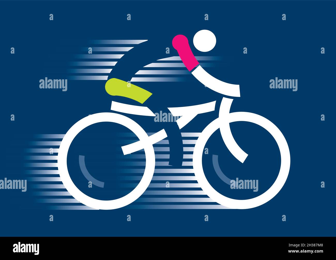 Cyclist icon, full speed. Abstract stylized cyclist with stripes on the ...