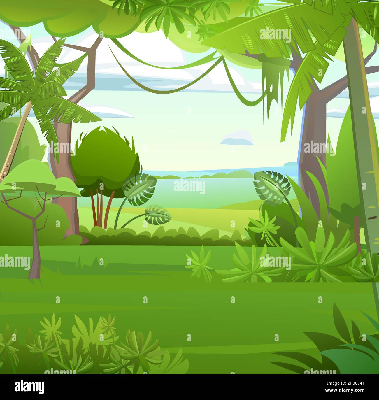 Tropical Forest Background Cartoon