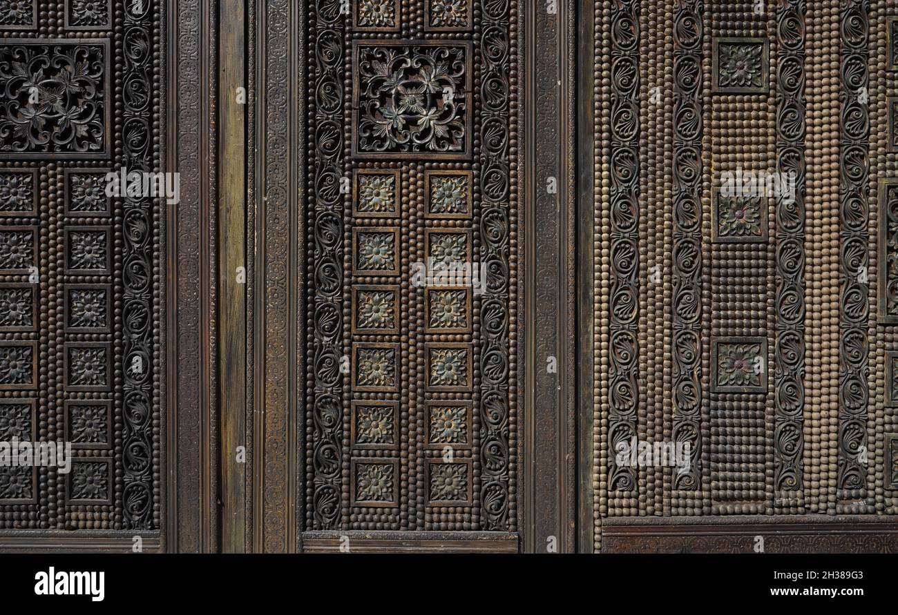 Beautiful wood carving, handmade door in muslim oriental style Stock ...
