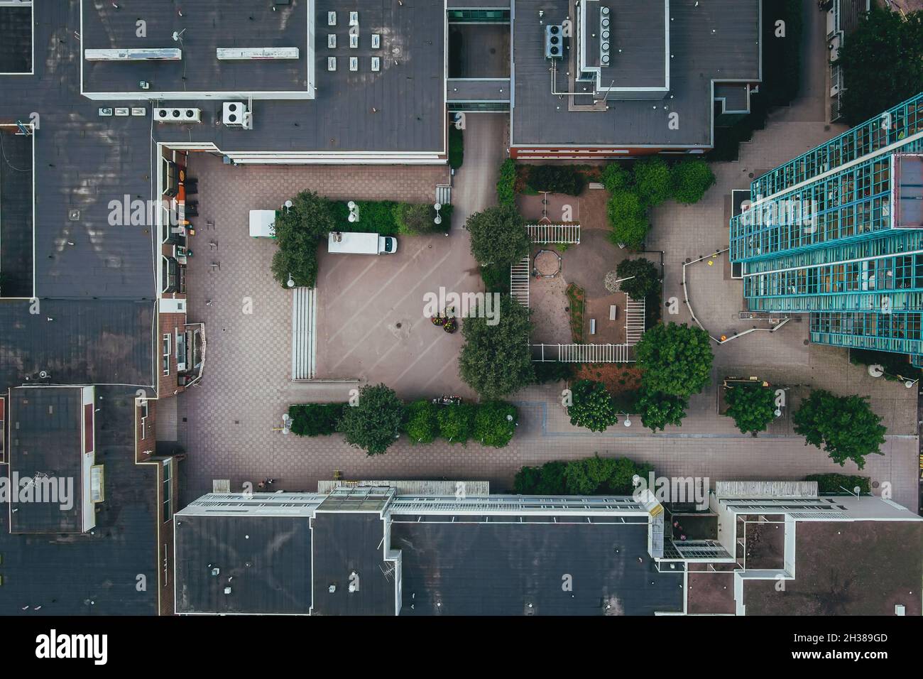 Modern city courtyard of the residential quarter. Concept real estate ...