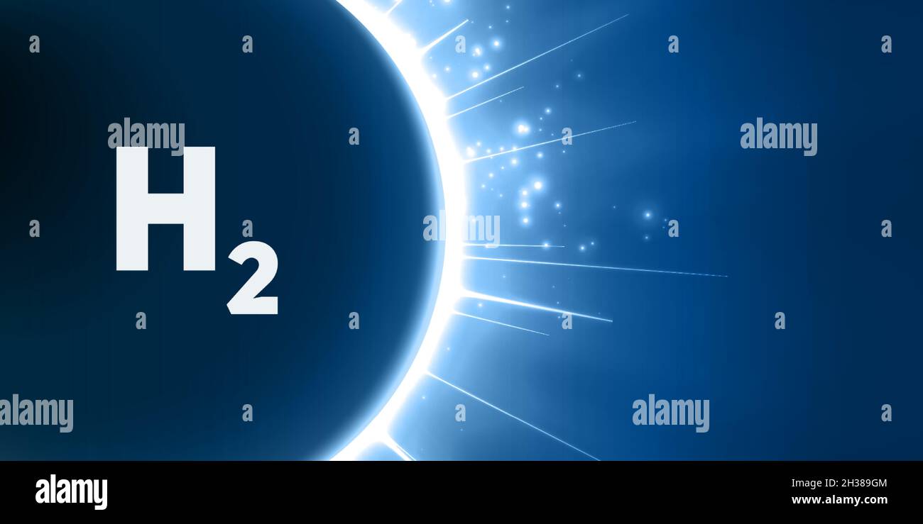 H2 hydrogen symbol over a blast of energy. Green hydrogen energy ...