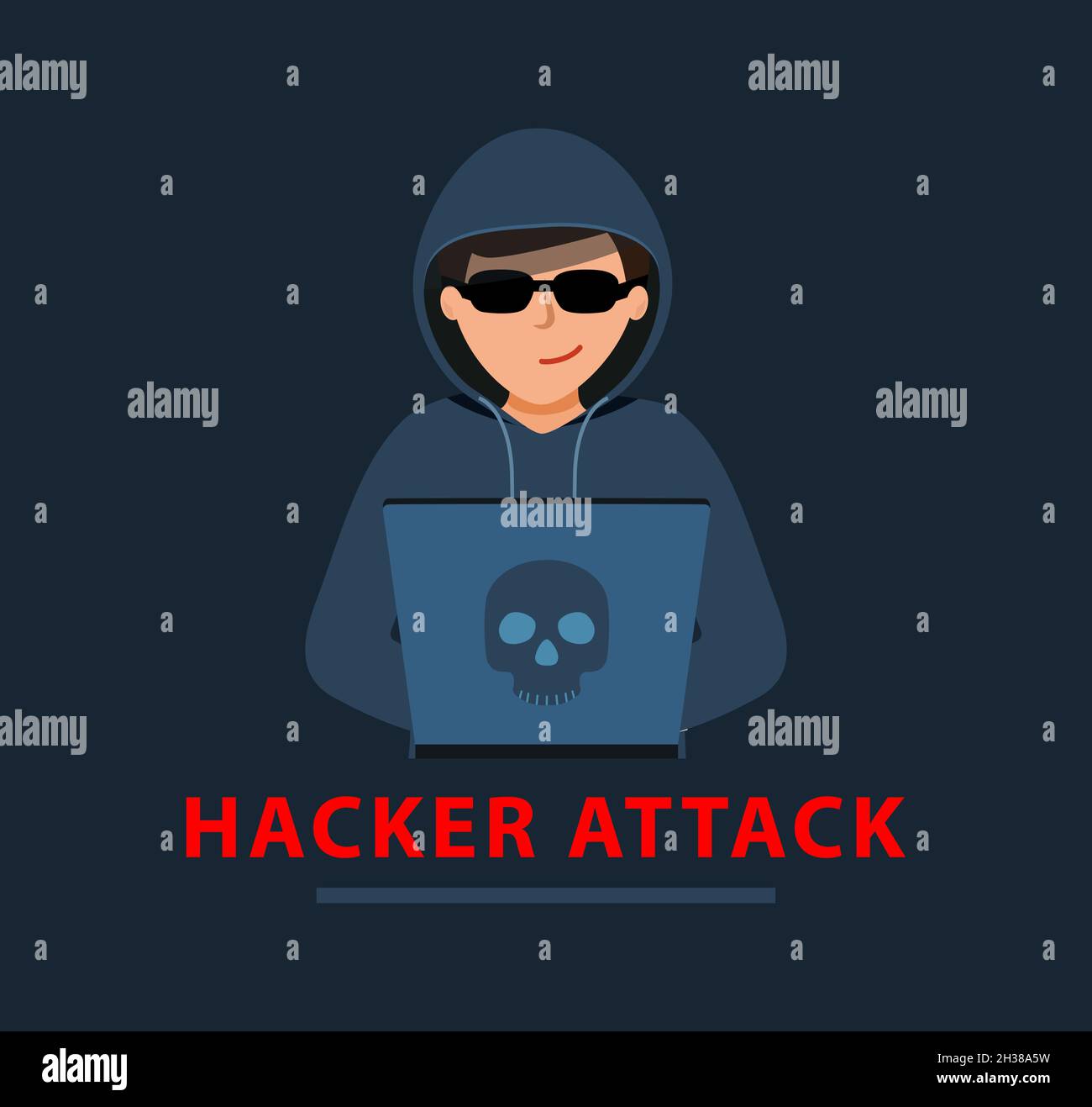Hacker attack. man in a black hoodie is sitting at a laptop. cyber ...