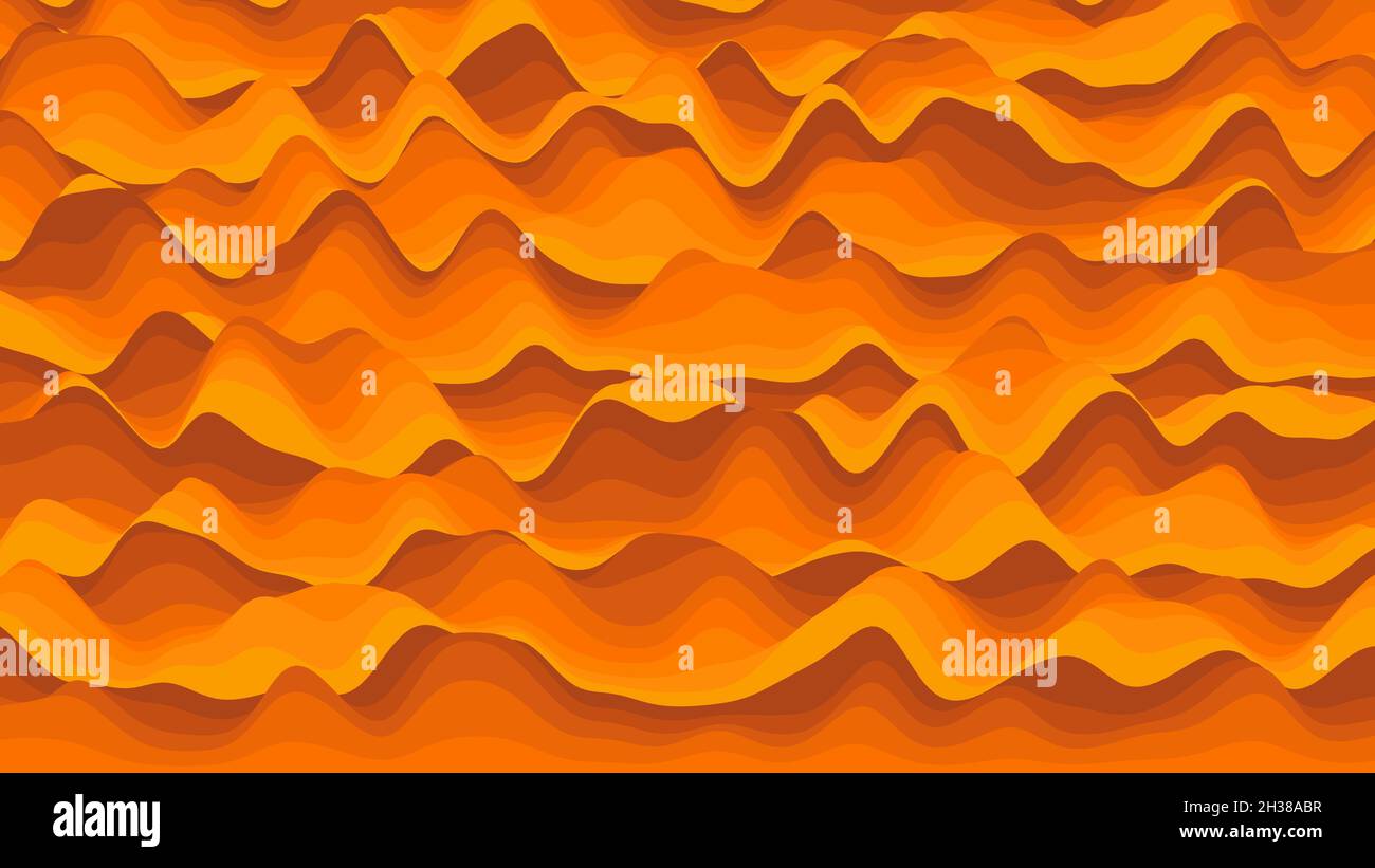 Retro orange stripes distorted backdrop. Procedural vintage ripple ...