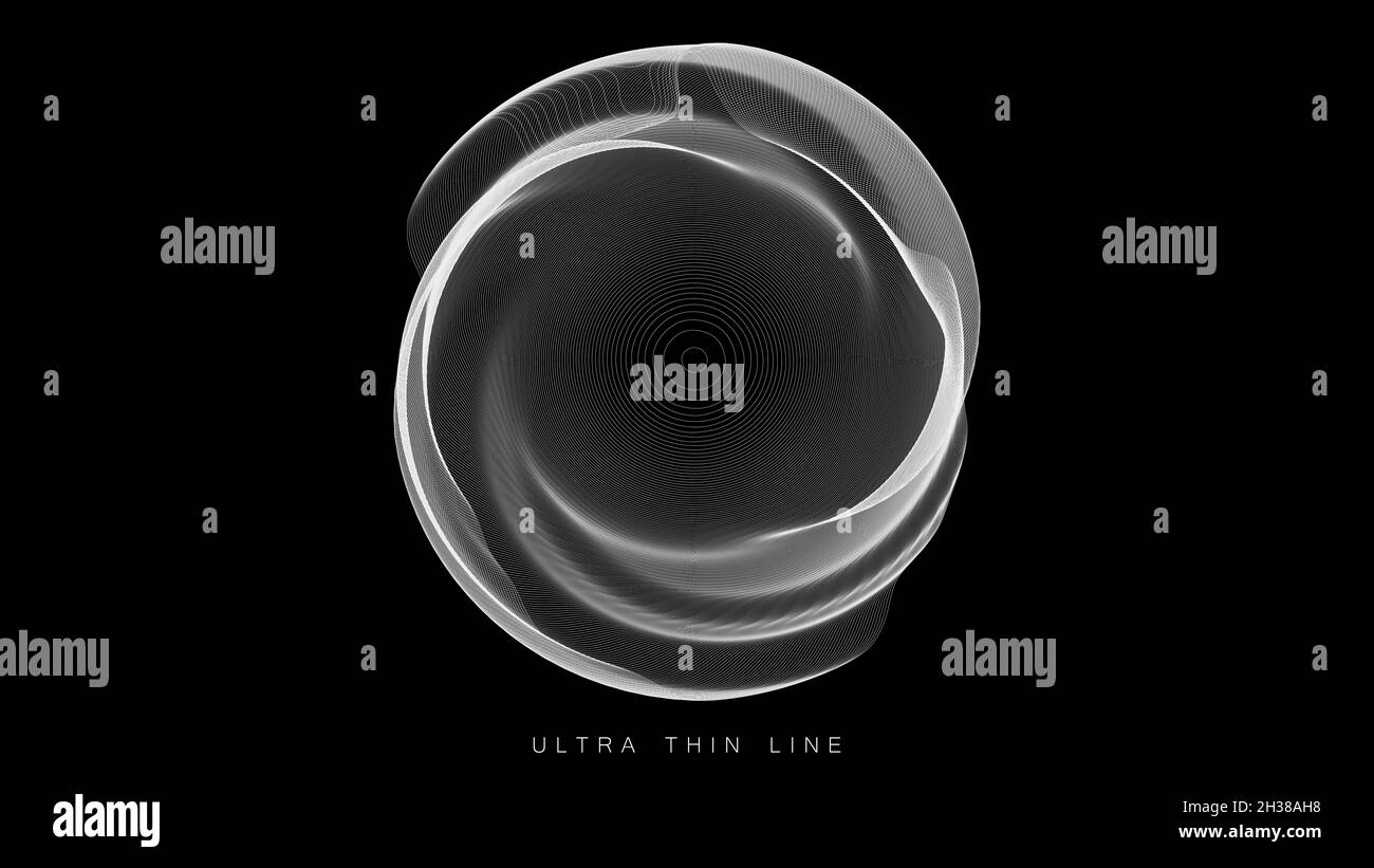 Distorted line spheres. Vector thin line glitch geometry Stock Vector ...