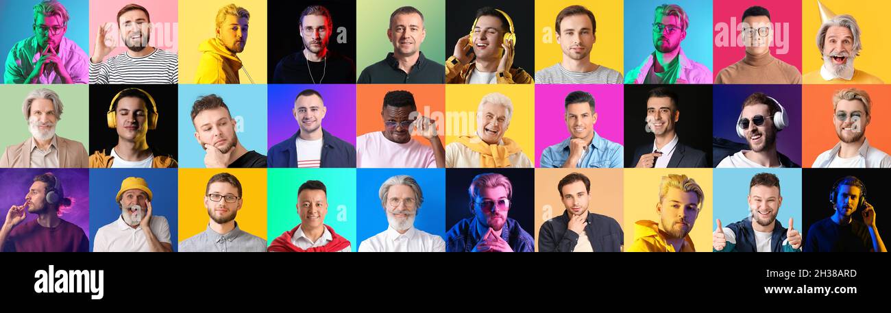 Collage with portraits of different men Stock Photo - Alamy