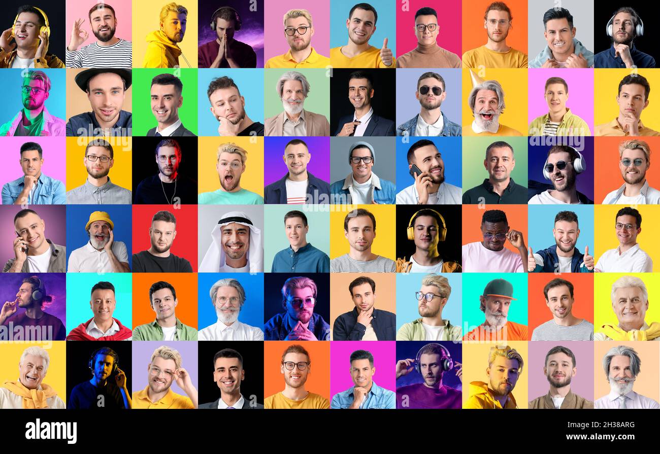Collage with portraits of different men Stock Photo - Alamy
