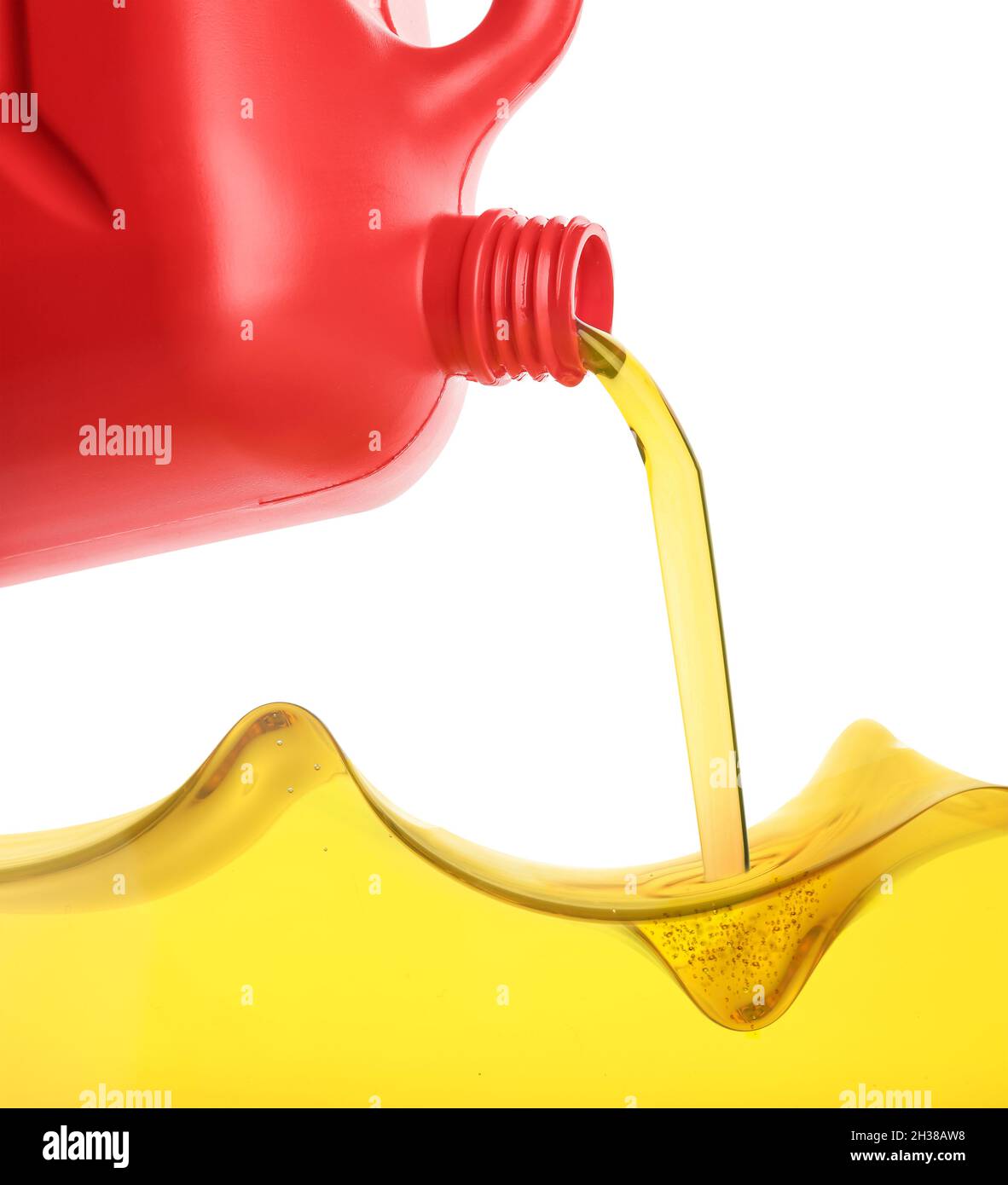 Pouring of car oil from canister against white background Stock Photo ...