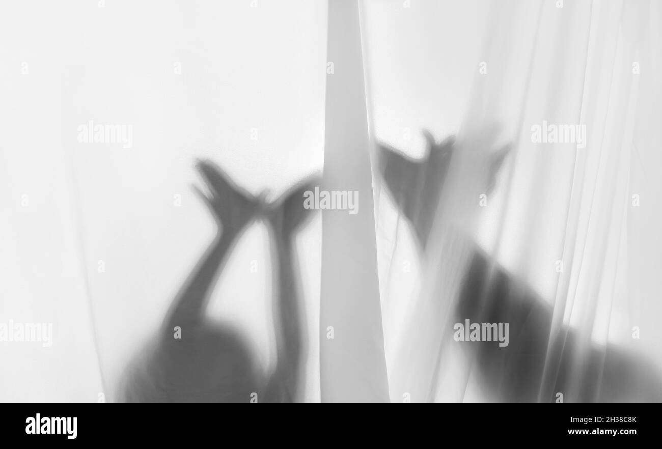 Mother and child performing a shadow play Stock Photo - Alamy