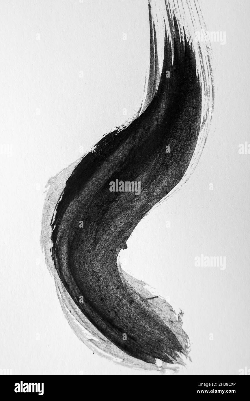 Ink stroke on white paper Stock Photo - Alamy