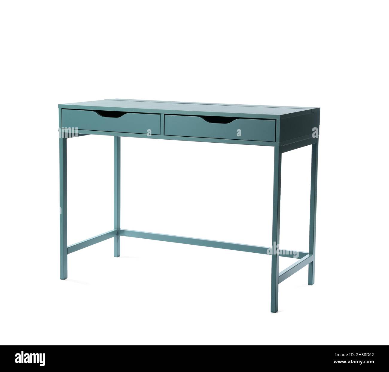 Modern table with drawers on white background Stock Photo - Alamy