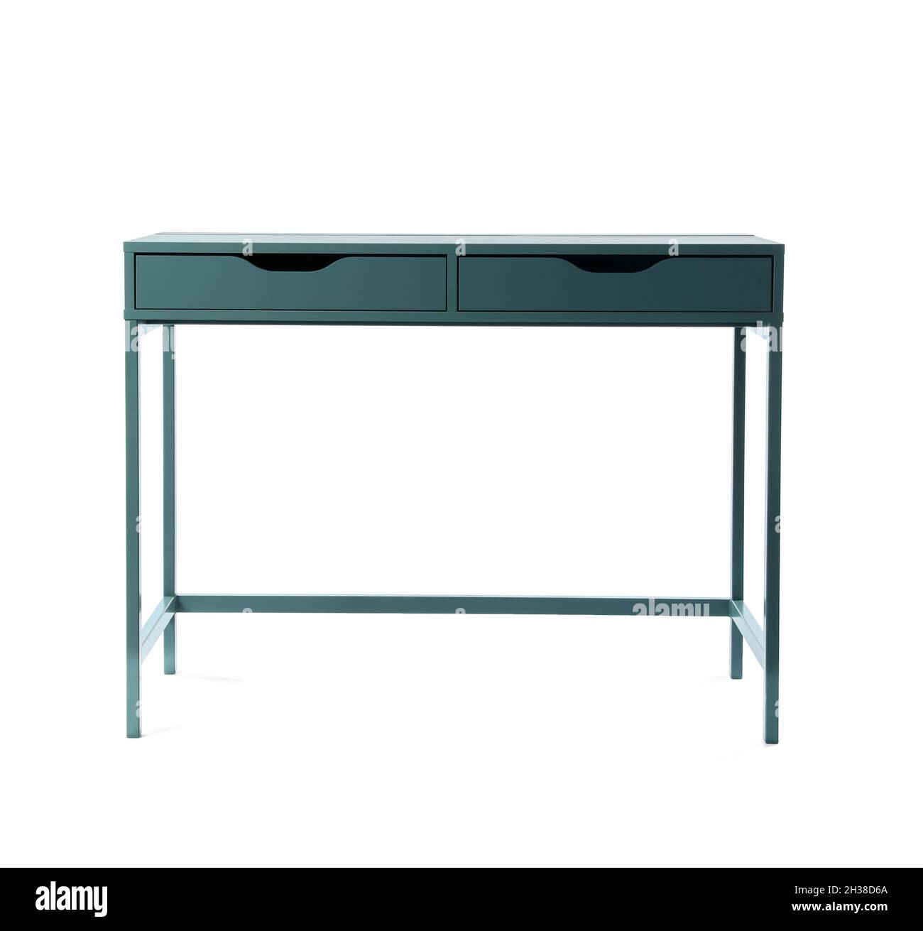 Modern table with drawers on white background Stock Photo - Alamy