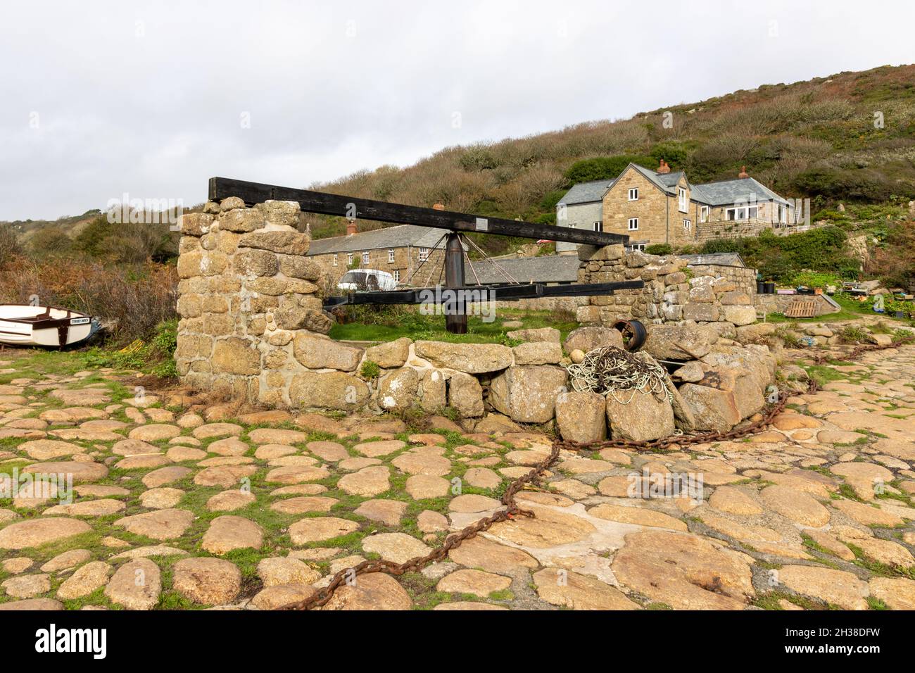 Penberth Cove in Cornwall, a quiet unspoilt traditional working fishing ...