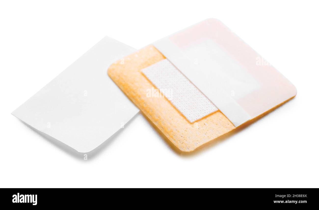 Square adhesive medical plaster on white background Stock Photo - Alamy